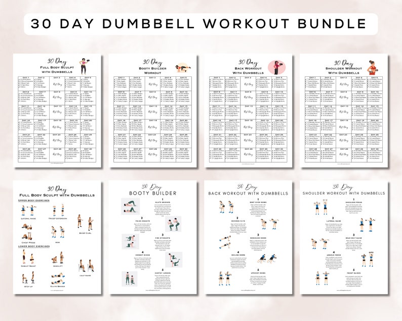 30 Day MEGA Workout Bundle Printable + Interactive Pdfs | 5 Bundles, 19 ...