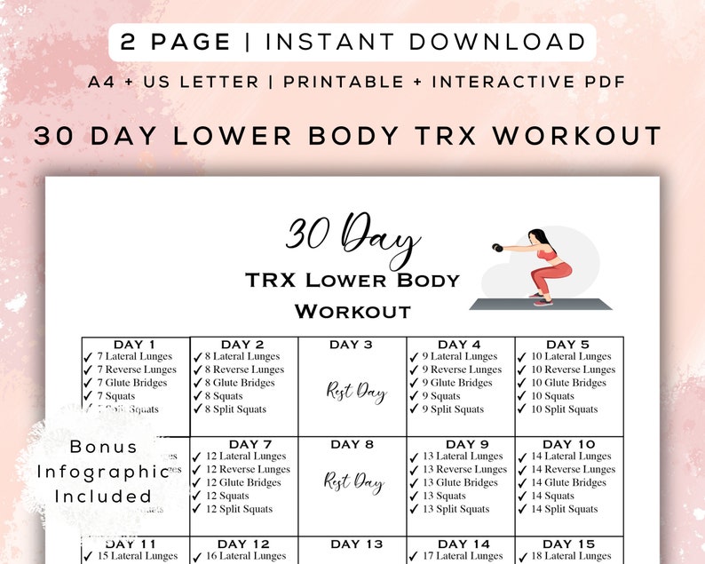 30 Day TRX Lower Body Workout Plan Interactive PDF + Digital Gym Guide ...