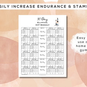 30 Day Elliptical HIIT Workout Plan Printable + Interactive PDF ...