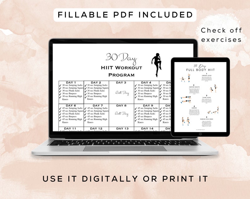 30 Day Full Body HIIT Workout Plan Printable + Digital Gym Guide ...