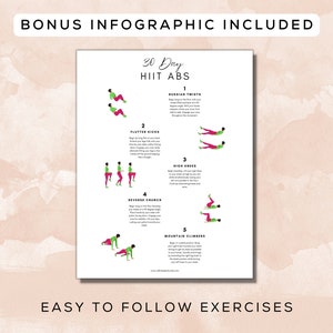 30 Day HIIT Abs Workout Program Printable + Fillable PDF | Bonus ...