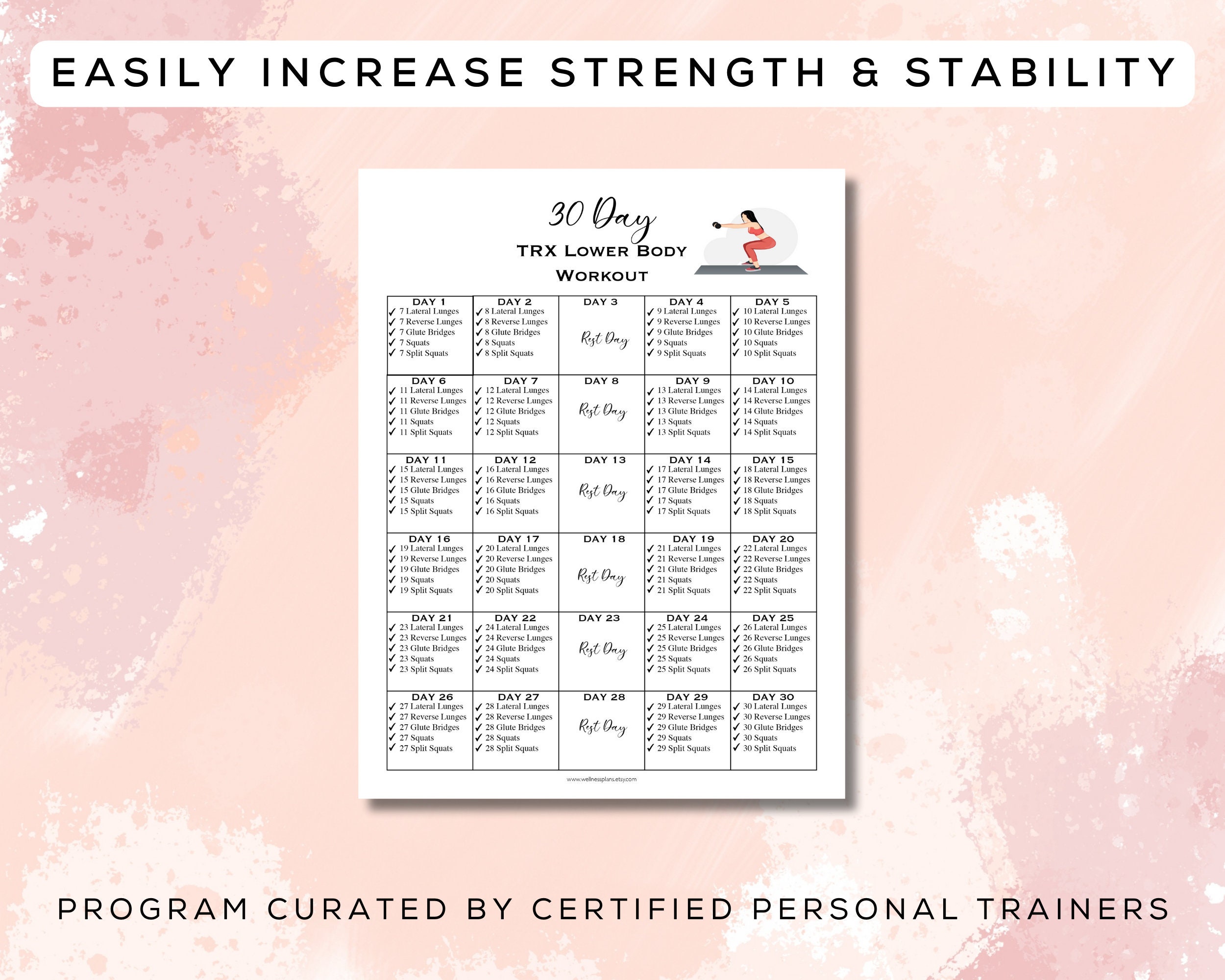 30 Day Trx Lower Body Workout Plan Interactive Pdf Digital Gym Guide Bonus Infographic