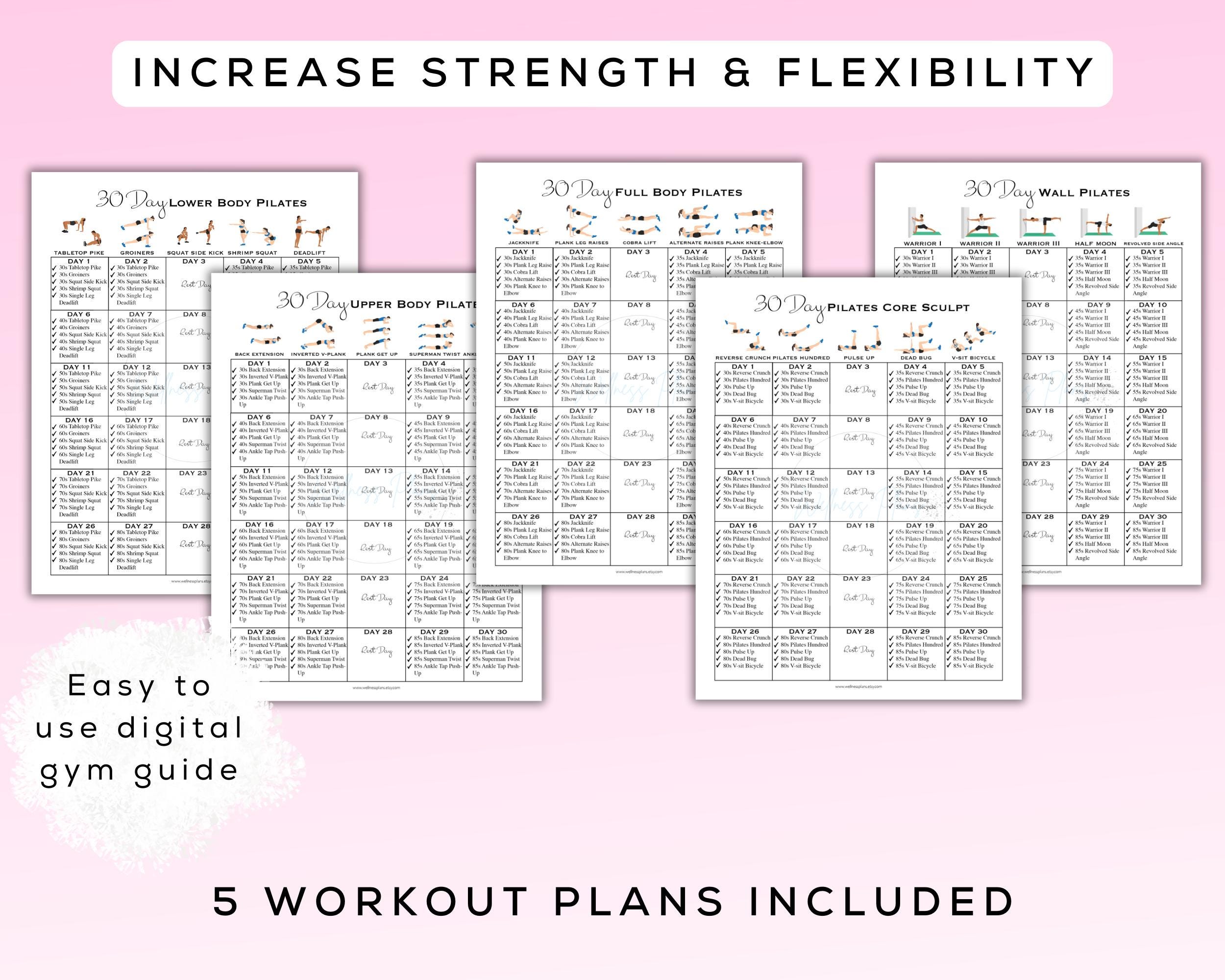 30 Day Pilates Workout Bundle: Beginner Friendly Exercises (printable ...