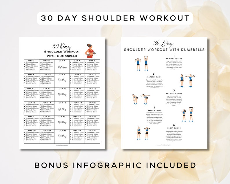 30 Day Dumbbell Workout Bundle Printable + Interactive Pdfs | 4 Workout ...