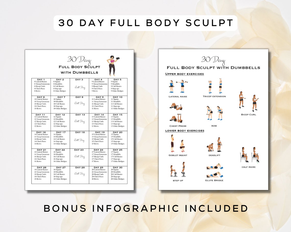 30 Day Dumbbell Workout Bundle Printable Fillable PDF 4 - Etsy Canada