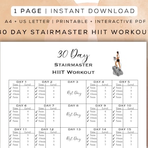 30 Day Stairmaster HIIT Workout Plan Printable + Interactive PDF ...