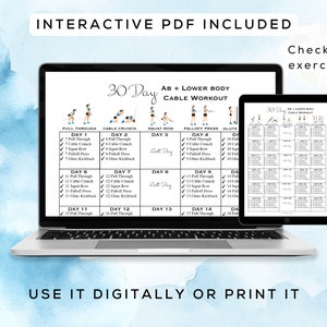 30 Day Ab + Lower Body Cable Workout Printable With Infographics, Easy ...