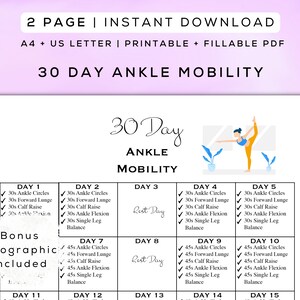 30 Day Ankle Mobility Routine Printable + Interactive PDF | Bonus ...