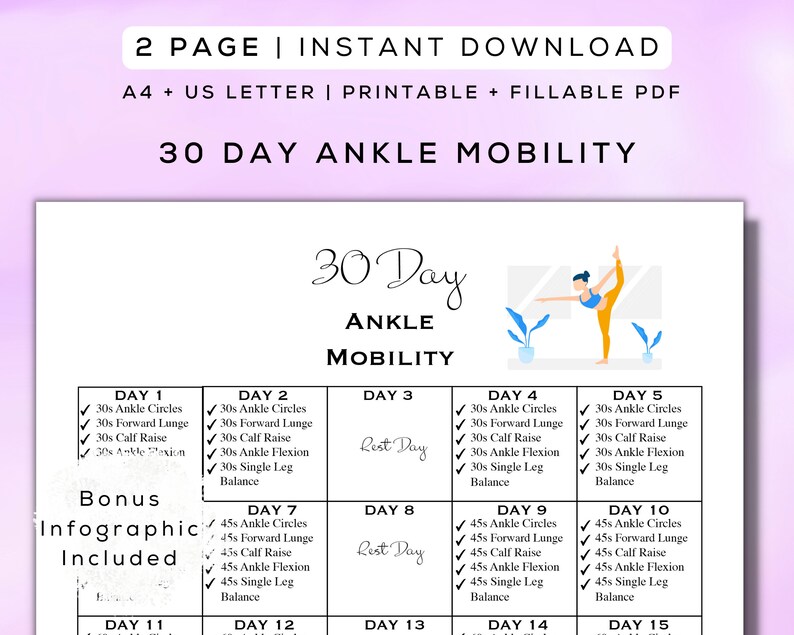 30 Day Ankle Mobility Routine Printable + Interactive PDF | Bonus ...