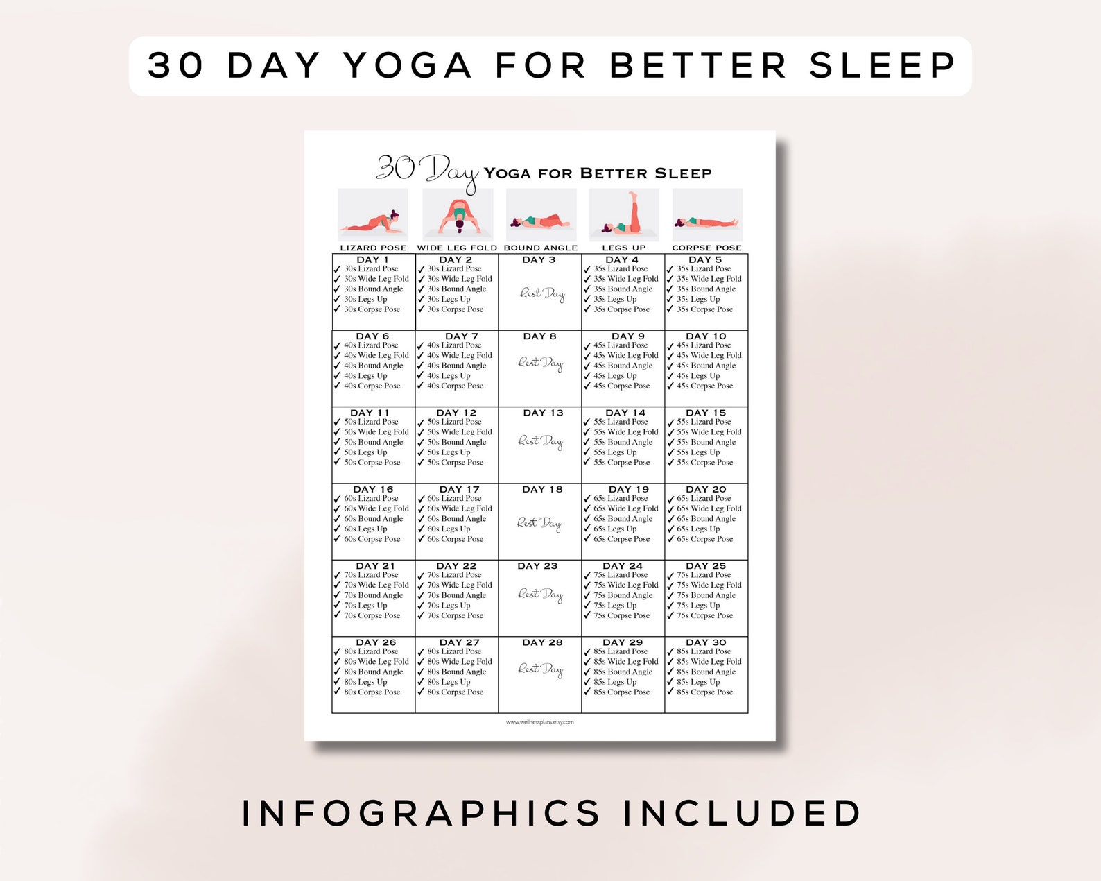 30 Day Yoga Bundle Printable + Interactive PDF | 6 Programs, Easy to ...