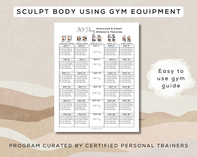 30 Day Shoulder & Chest Strength Training Workout Printable ...