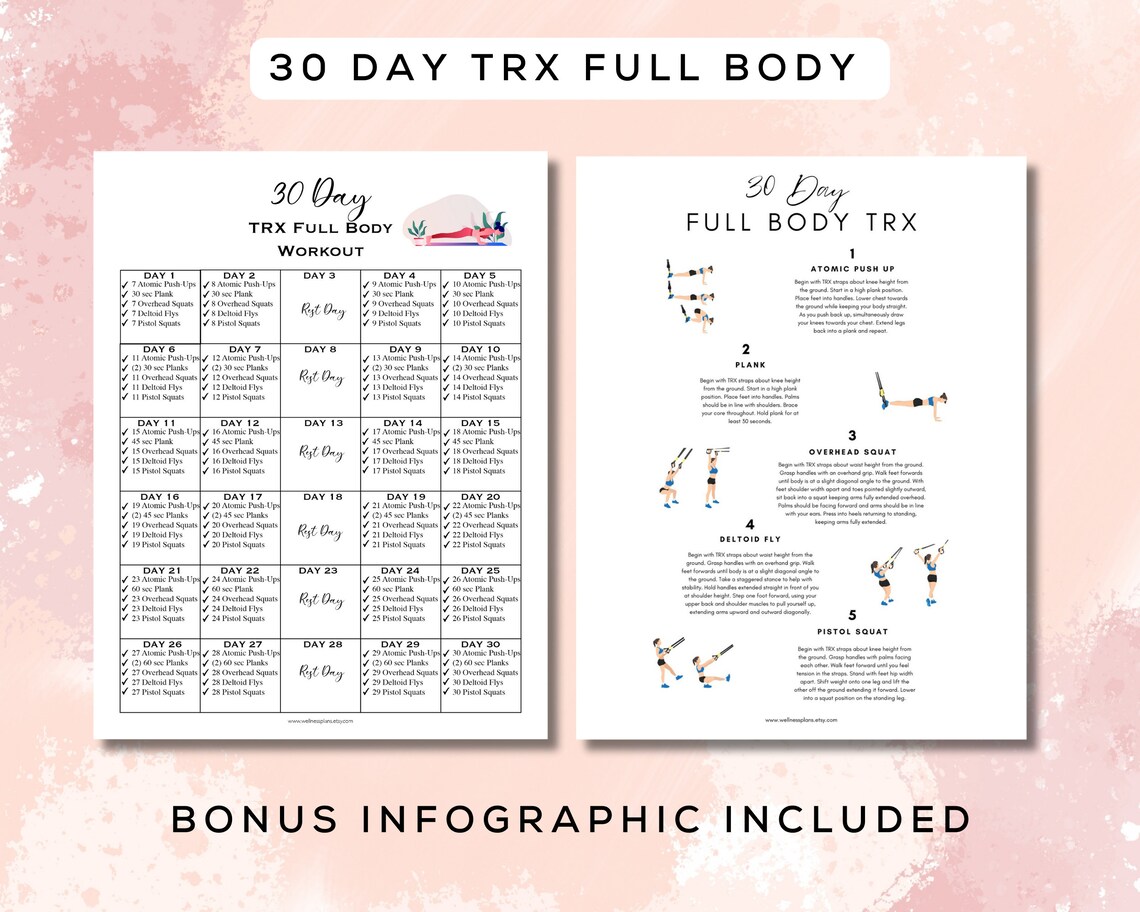 30 Day Full Body TRX Workout Bundle Printable + Digital Gym Guide ...