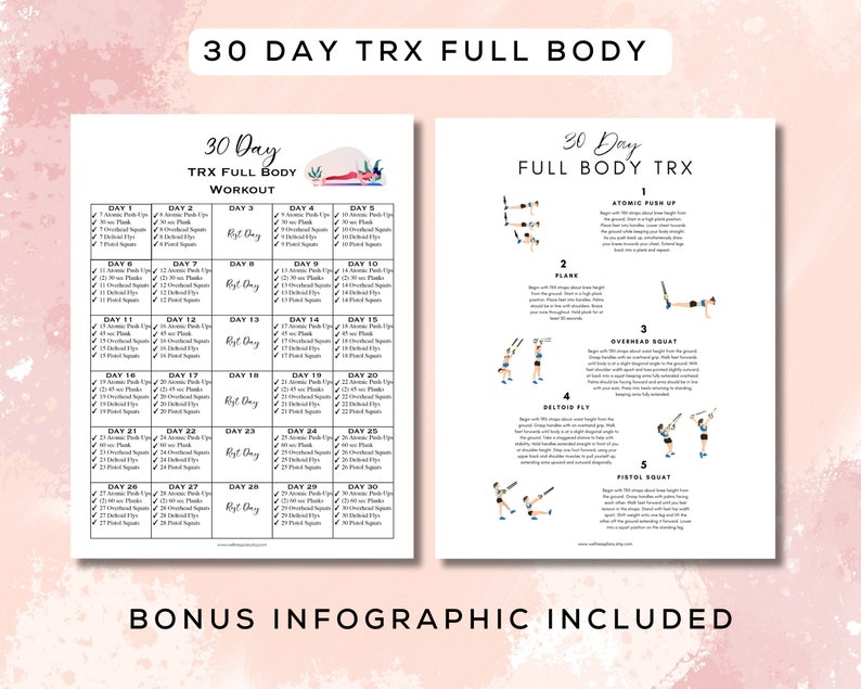 30 Day Full Body TRX Workout Bundle Printable + Digital Gym Guide ...