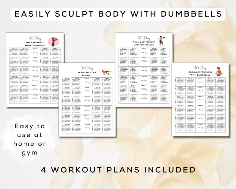 30 Day Dumbbell Workout Bundle Printable Fillable PDF 4 - Etsy UK