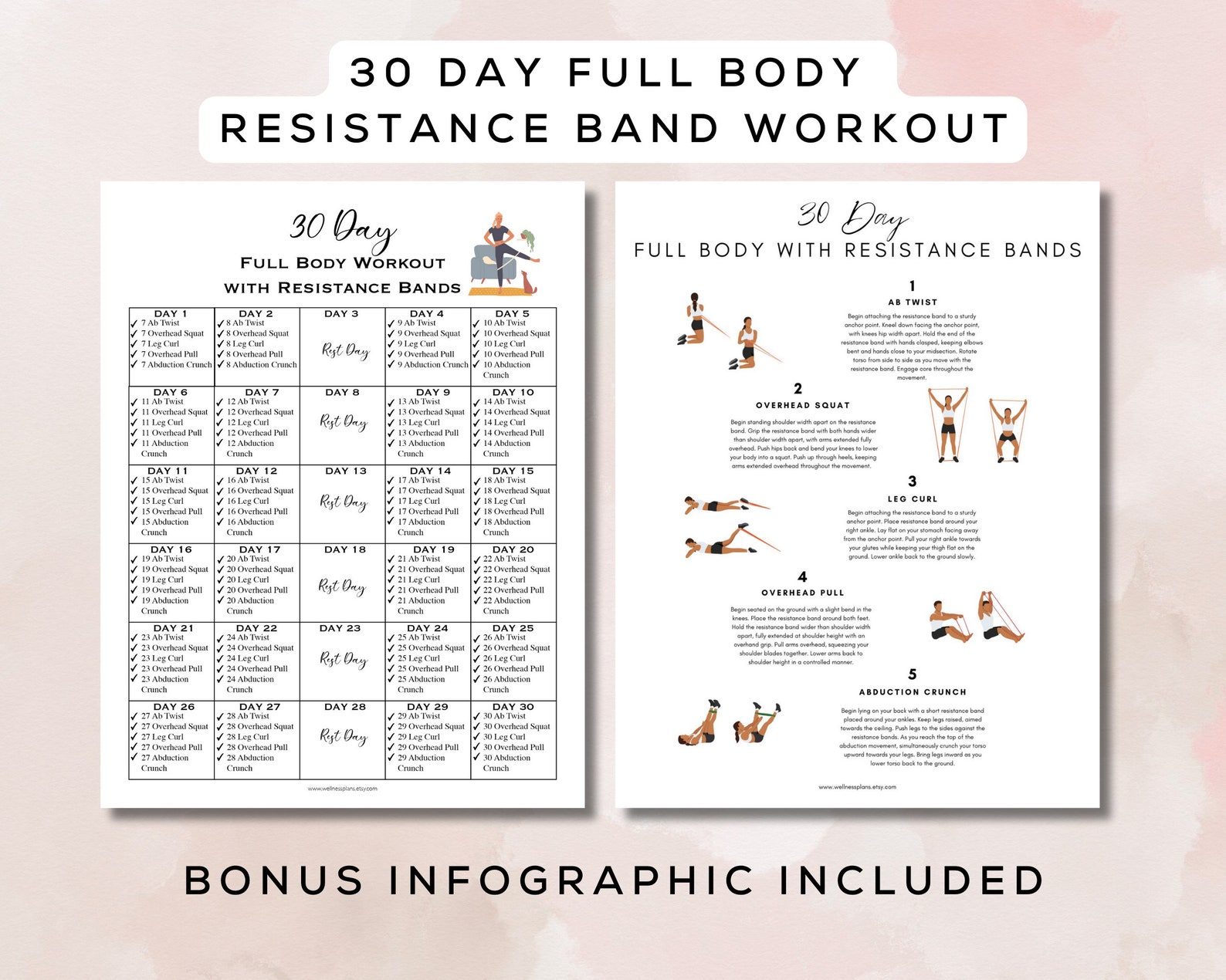 30 Day Resistance Band Workout Bundle Printable + Interactive PDF ...