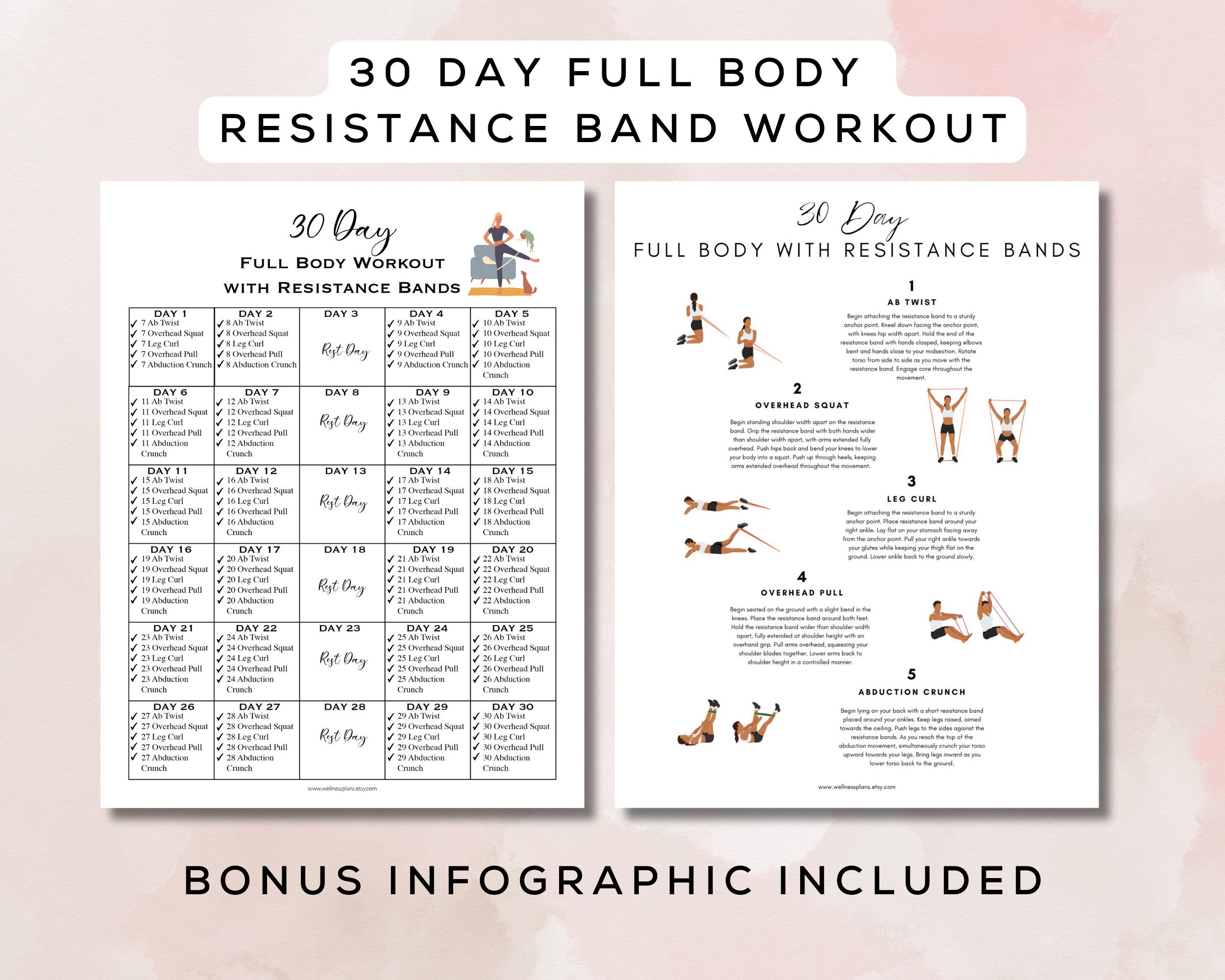 30 Day Resistance Band Workout Bundle Printable + Interactive PDF ...