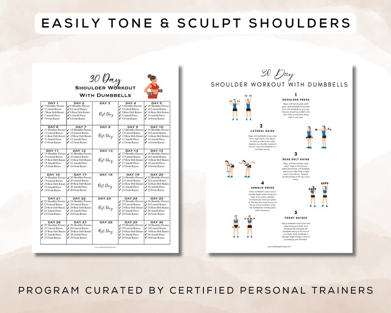 30 Day Shoulder Workout Plan With Dumbbells (printable + Interactive ...