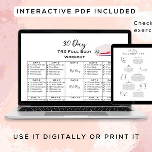 30 Day Full Body TRX Workout Plan Printable + Digital Gym Guide | Bonus ...