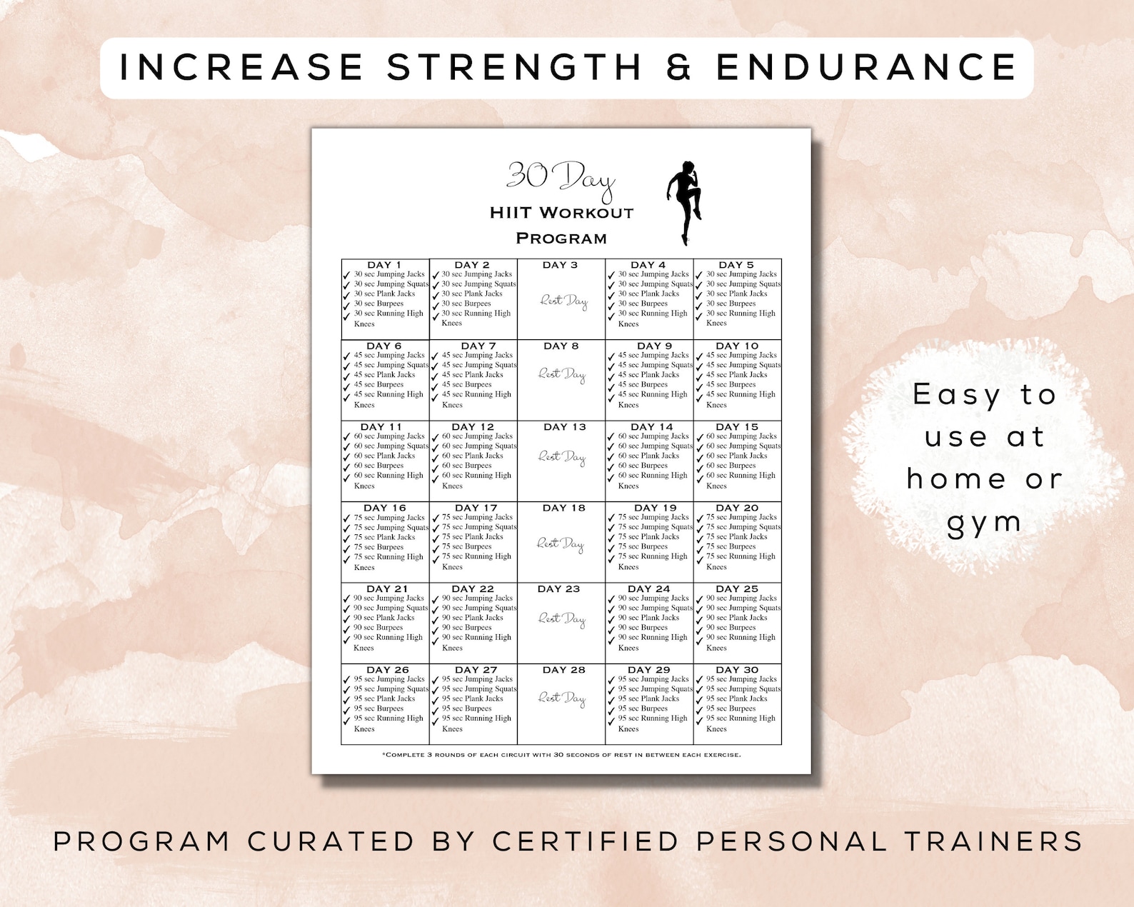 30 Day Full Body HIIT Workout Plan Printable + Digital Gym Guide ...