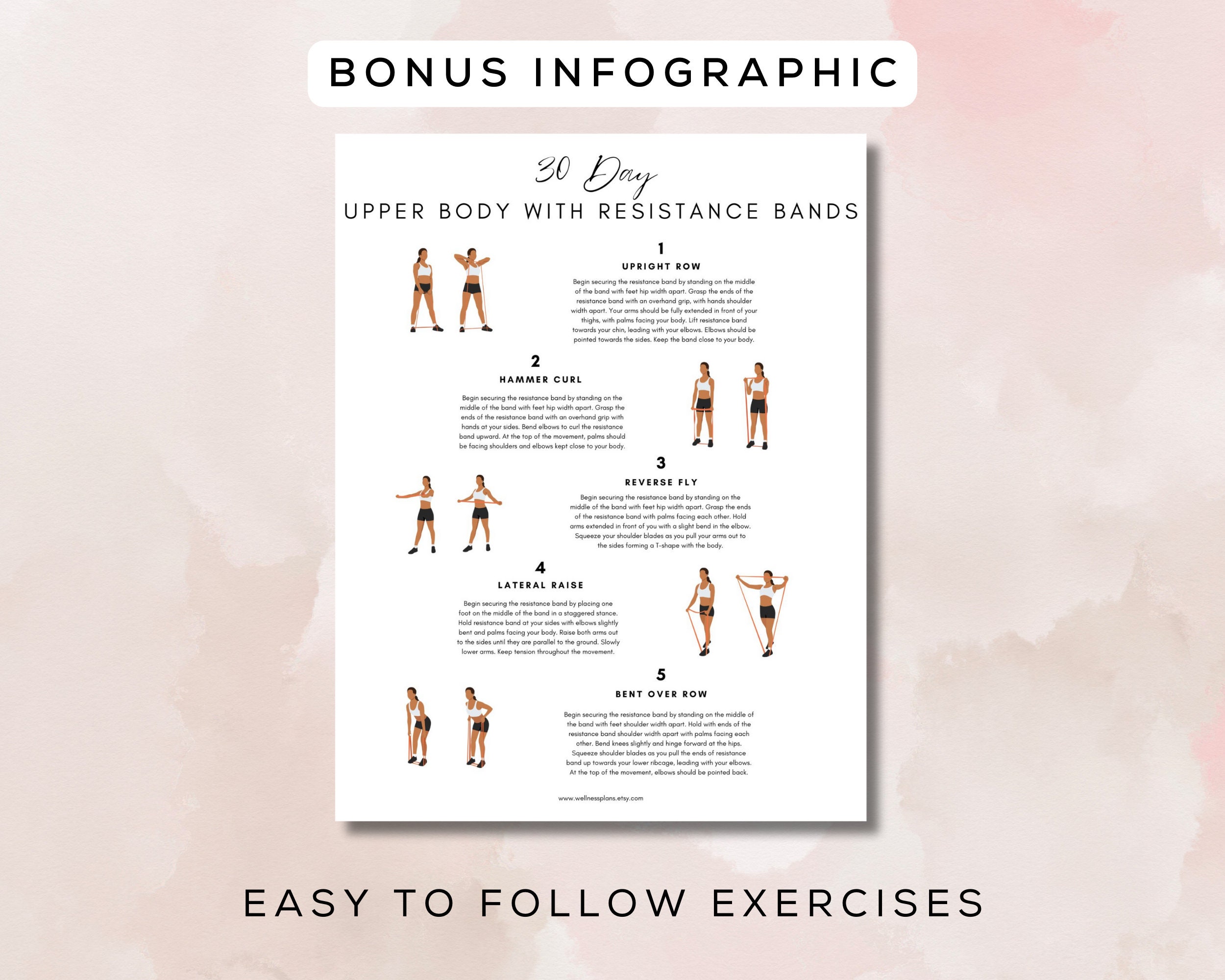 30 Day Upper Body Workout With Resistance Bands Printable + Interactive ...