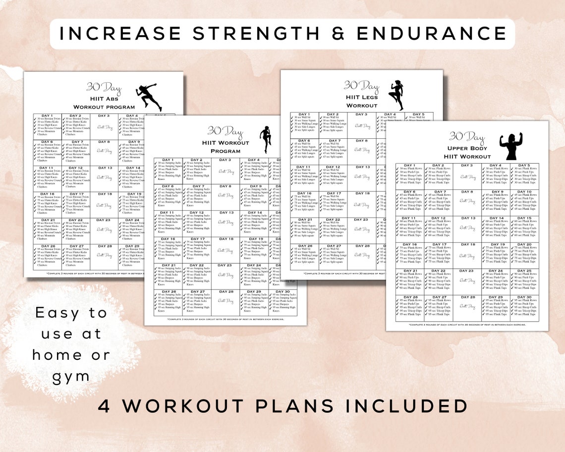 30 Day HIIT Workout Bundle Printable + Interactive PDF | Bonus ...