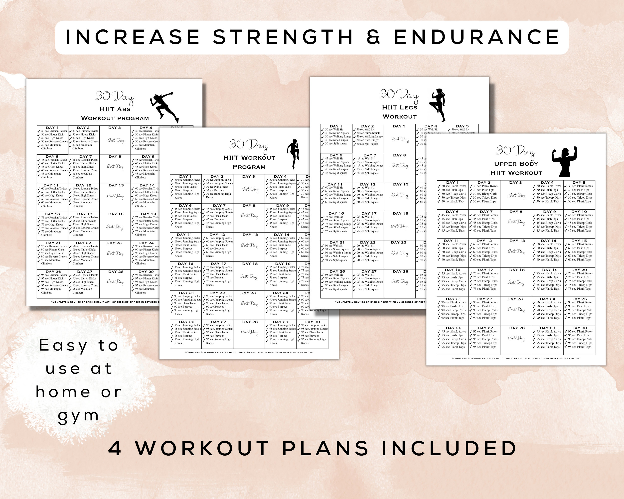30 Day HIIT Workout Bundle Printable + Interactive PDF | Bonus ...