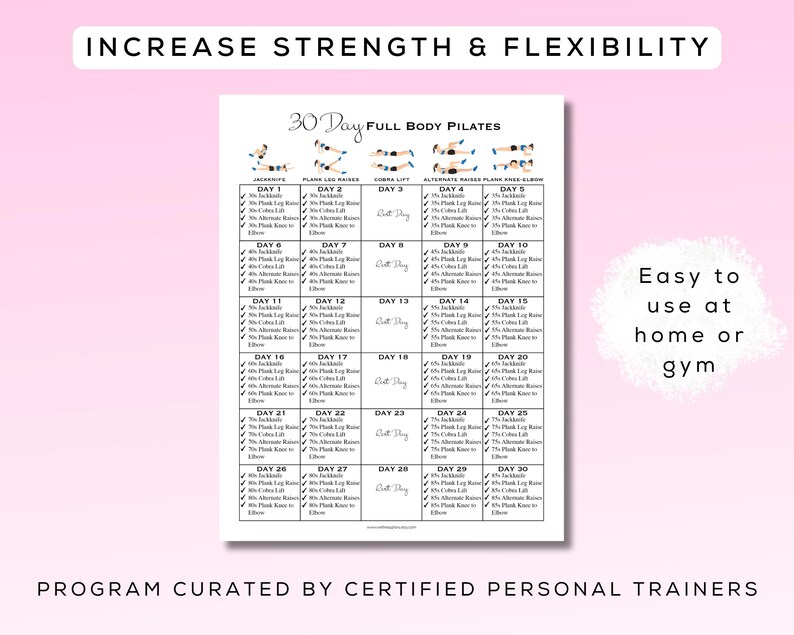 30 Day Full Body Pilates Workout: Beginner Friendly (printable ...