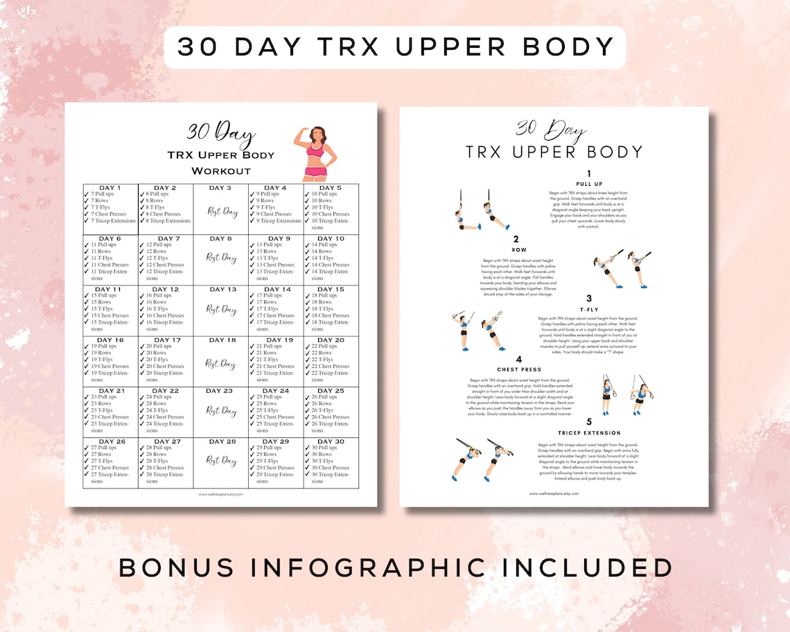 30 Day Full Body TRX Workout Bundle Printable + Digital Gym Guide ...