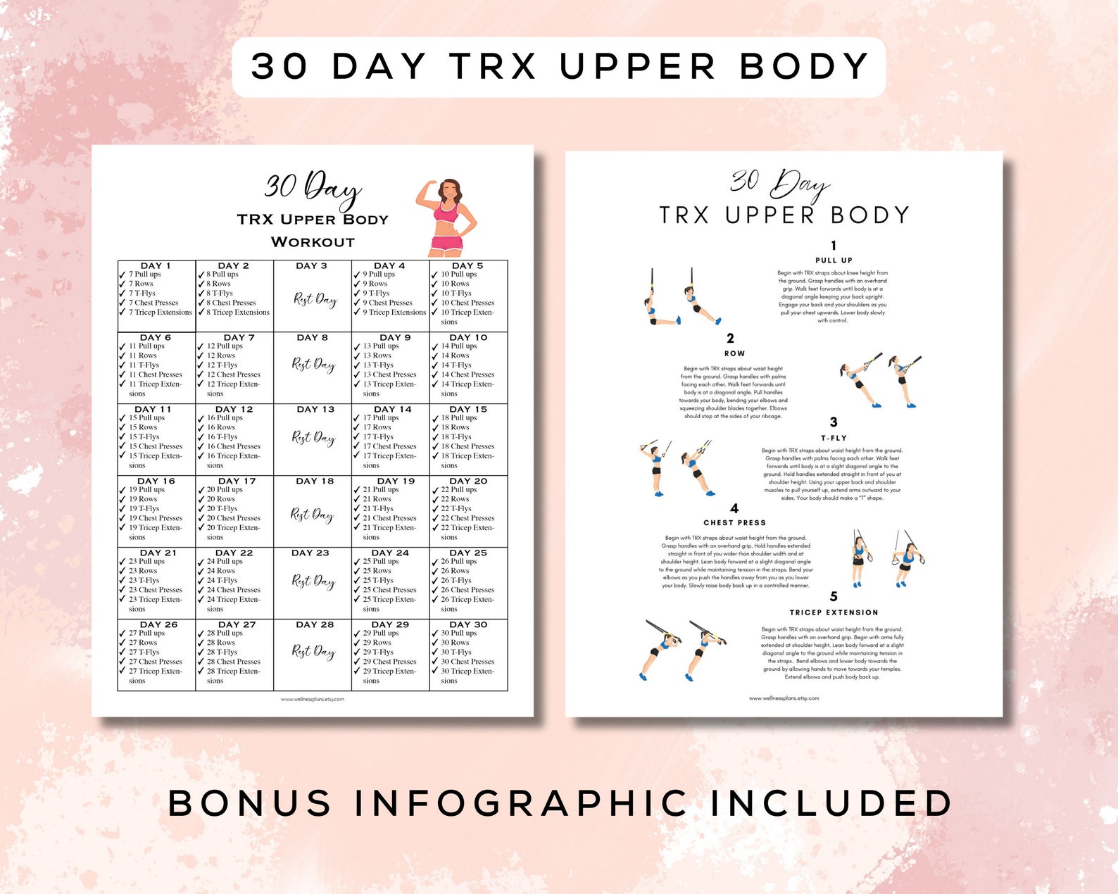 30 Day Full Body TRX Workout Bundle Printable + Digital Gym Guide ...
