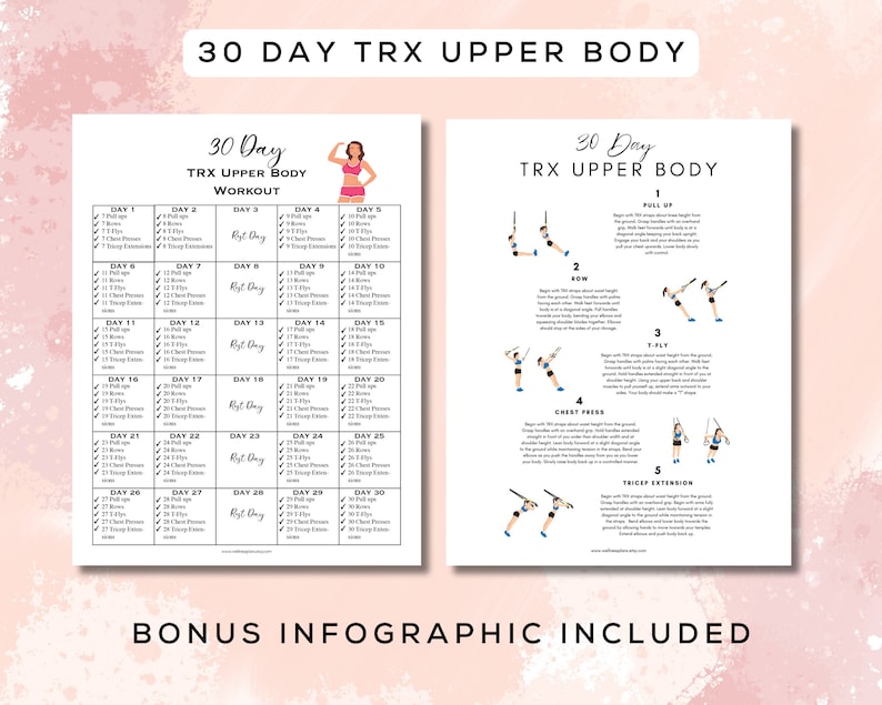 30 Day Full Body TRX Workout Bundle Printable + Digital Gym Guide ...