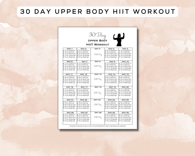30 Day HIIT Workout Bundle Printable Fillable PDF 4 Workout Plans, Easy ...