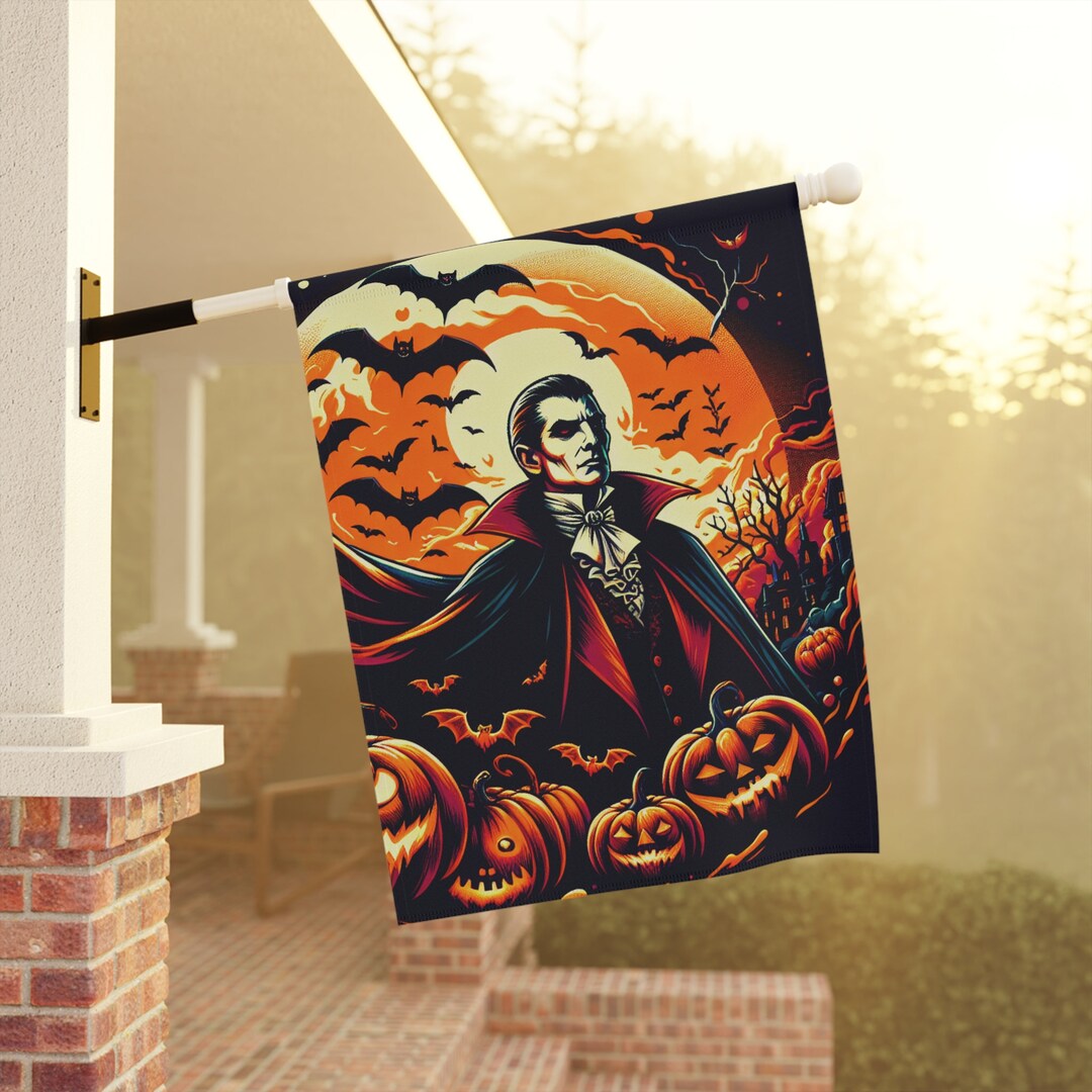 Halloween Dracula Tiny Bats Pumpkin Garden Flag Spooky Primitive ...
