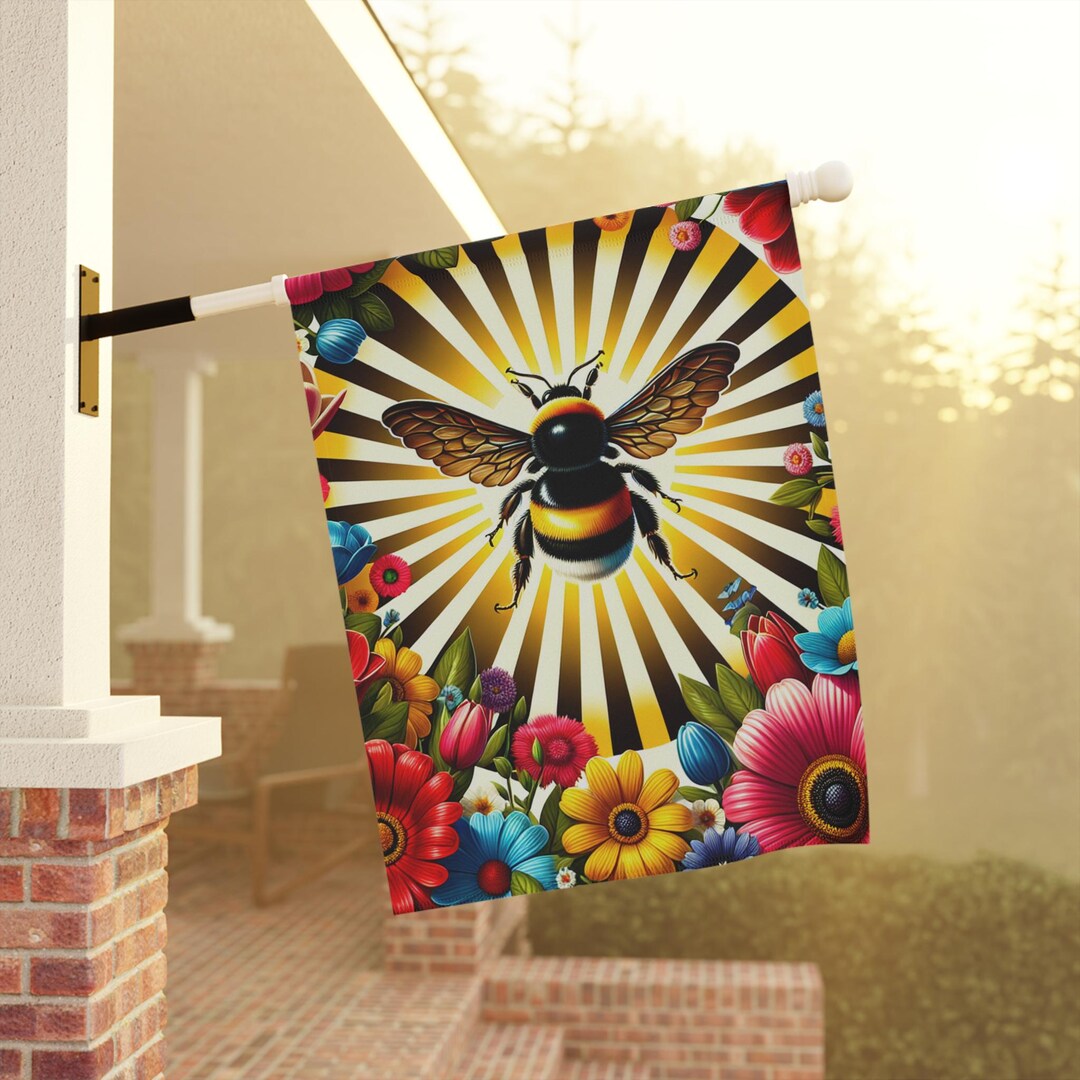 Banner, Spring Flowers Bee Garden House Welcome Flag, Outdoor ...