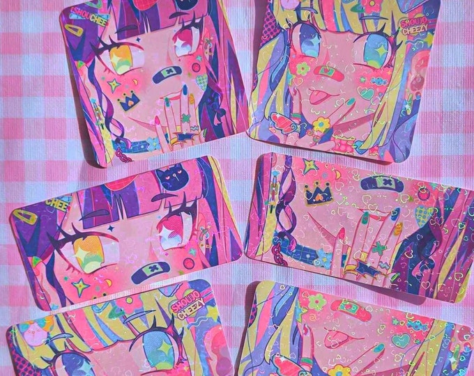 Pastel Decora Fashion Kawaii Anime Girl Heart Holographic Glossy ...
