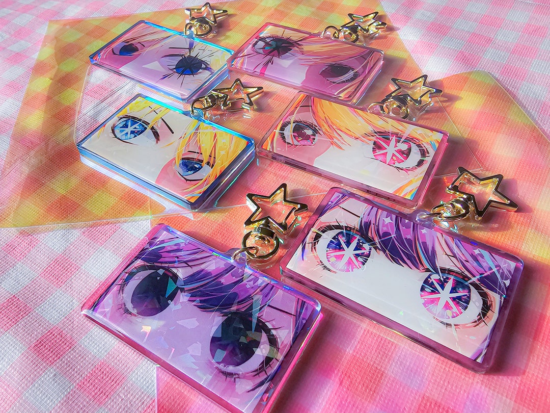 Anime Idol Hoshino Ai Keychain Double Sided Anime Eyes 3PC Epoxy ...