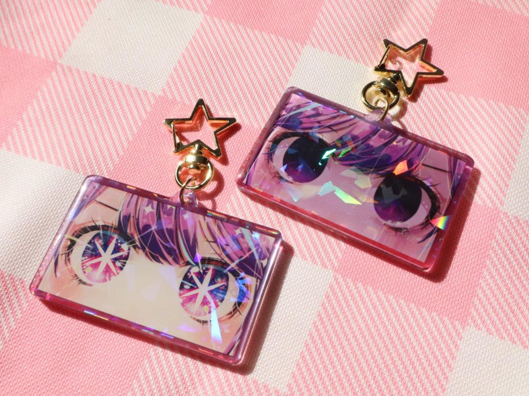 Anime Idol Hoshino Ai Keychain Double Sided Anime Eyes 2PC Epoxy ...