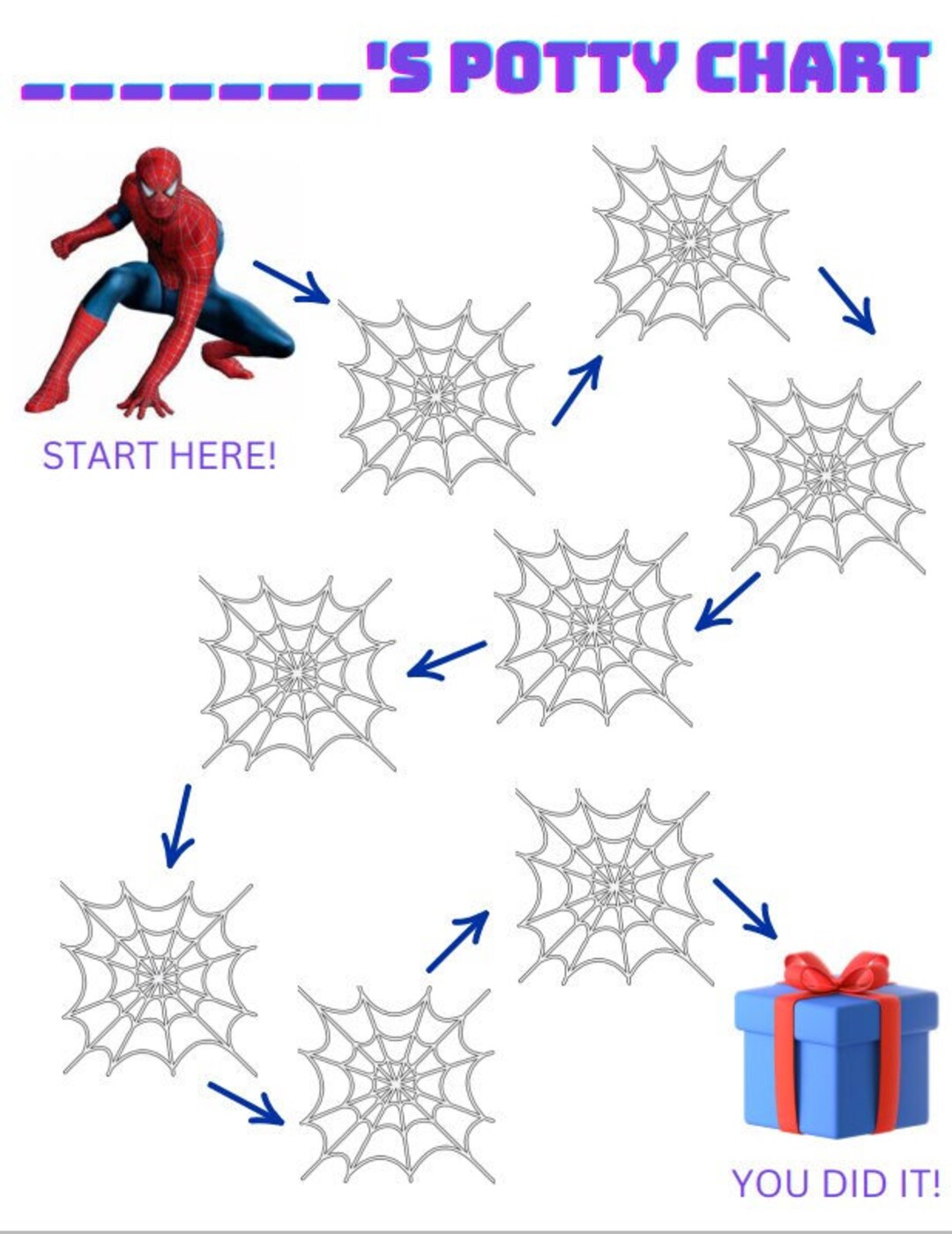 Spiderman Potty Training or Behavior Chart - Etsy Spiderman Potty Training or Behavior Chart - Etsy