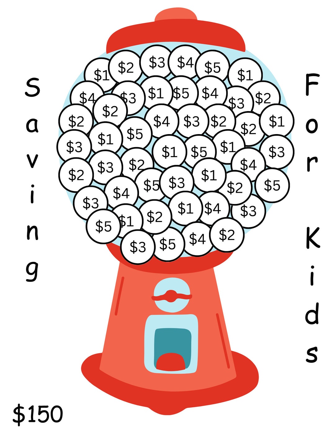 150 Dollar Saving for Kids, Kids Savings Challenge, Kids Savings ...