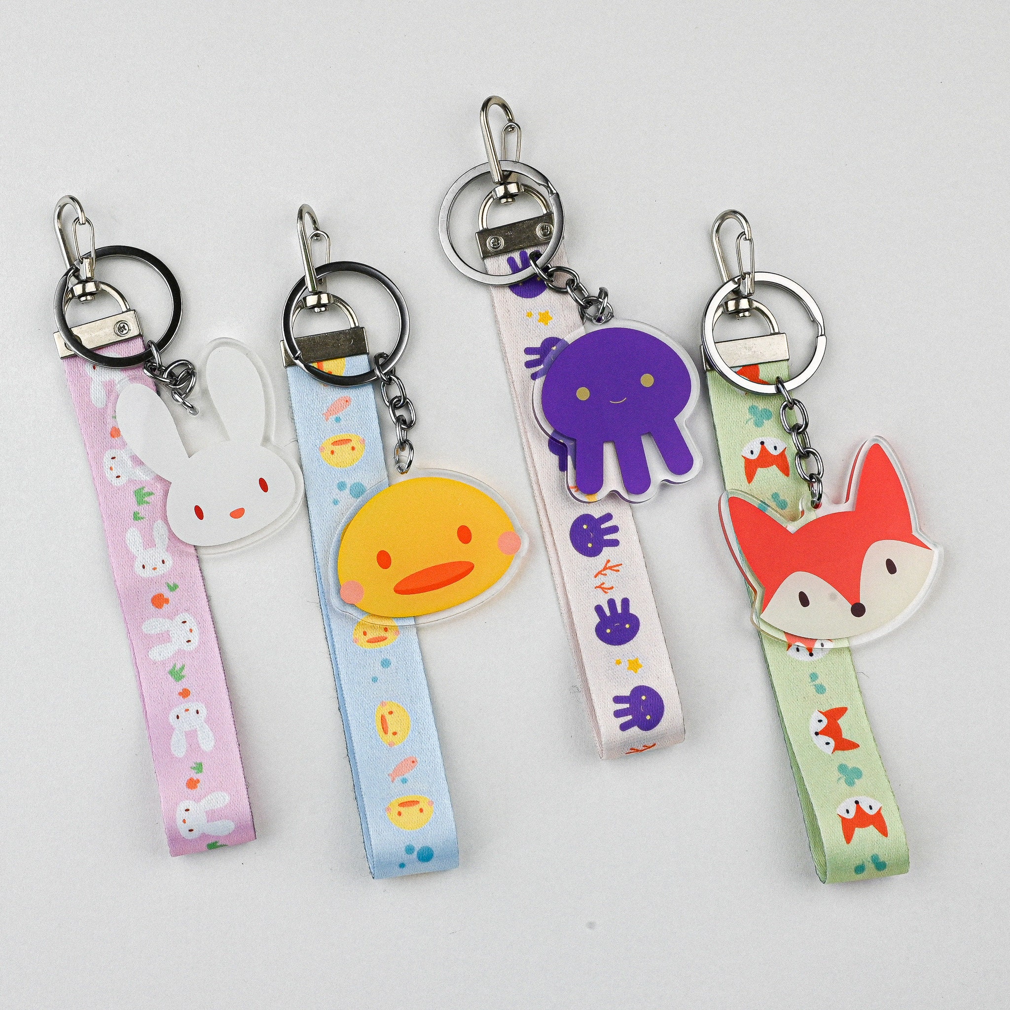 Cute Animal Lanyard Keychain Acrylic Charm Colorful Keychain Kawaii ...