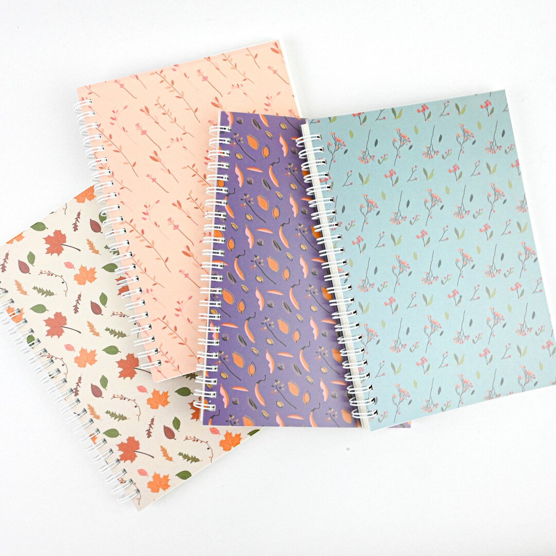 Lined Notebook Flowers A5 Lined Paper Spiral Notebook Floral Diary ...