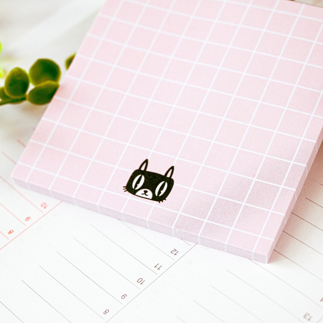 Black Cat Notepad Simple Memo Pad Kawaii Cat Gift Under 5 Pink Notepad ...