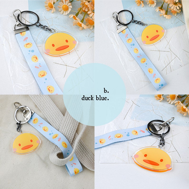 Cute Animal Lanyard Keychain Acrylic Charm Colorful Keychain Kawaii ...