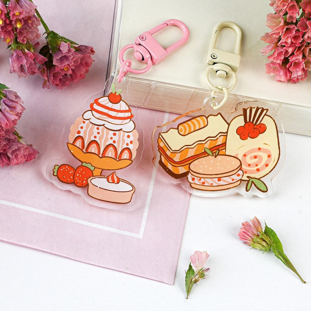 Food Keychain Cute Acrylic Charm Kawaii Acrylic Keychain Foodie Gift ...