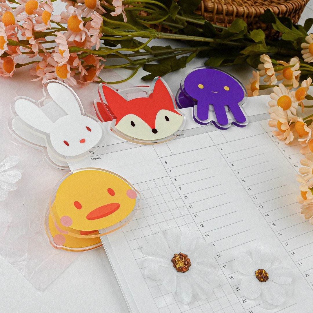 Cute Animal Binder Clip Kawaii Journal Planner Clips - Etsy