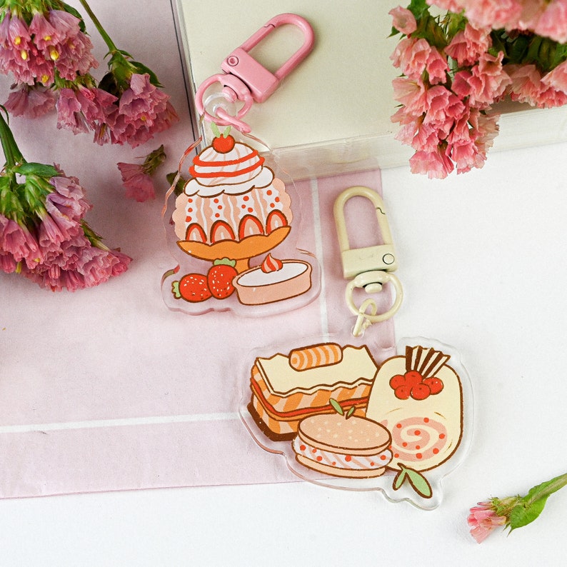 Food Keychain Cute Acrylic Charm Kawaii Acrylic Keychain Foodie Gift ...