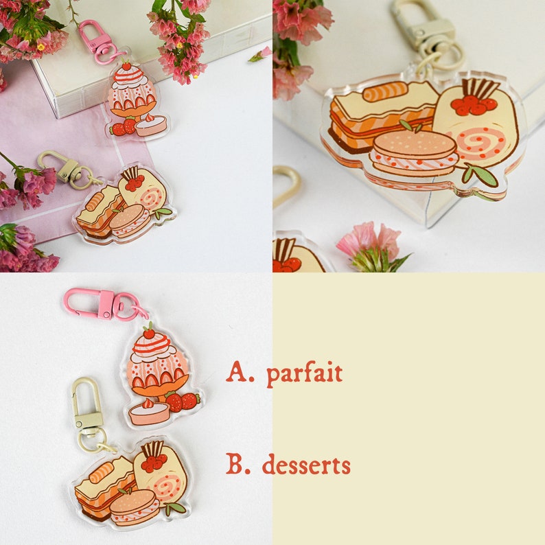 Food Keychain Cute Acrylic Charm Kawaii Acrylic Keychain Foodie Gift ...