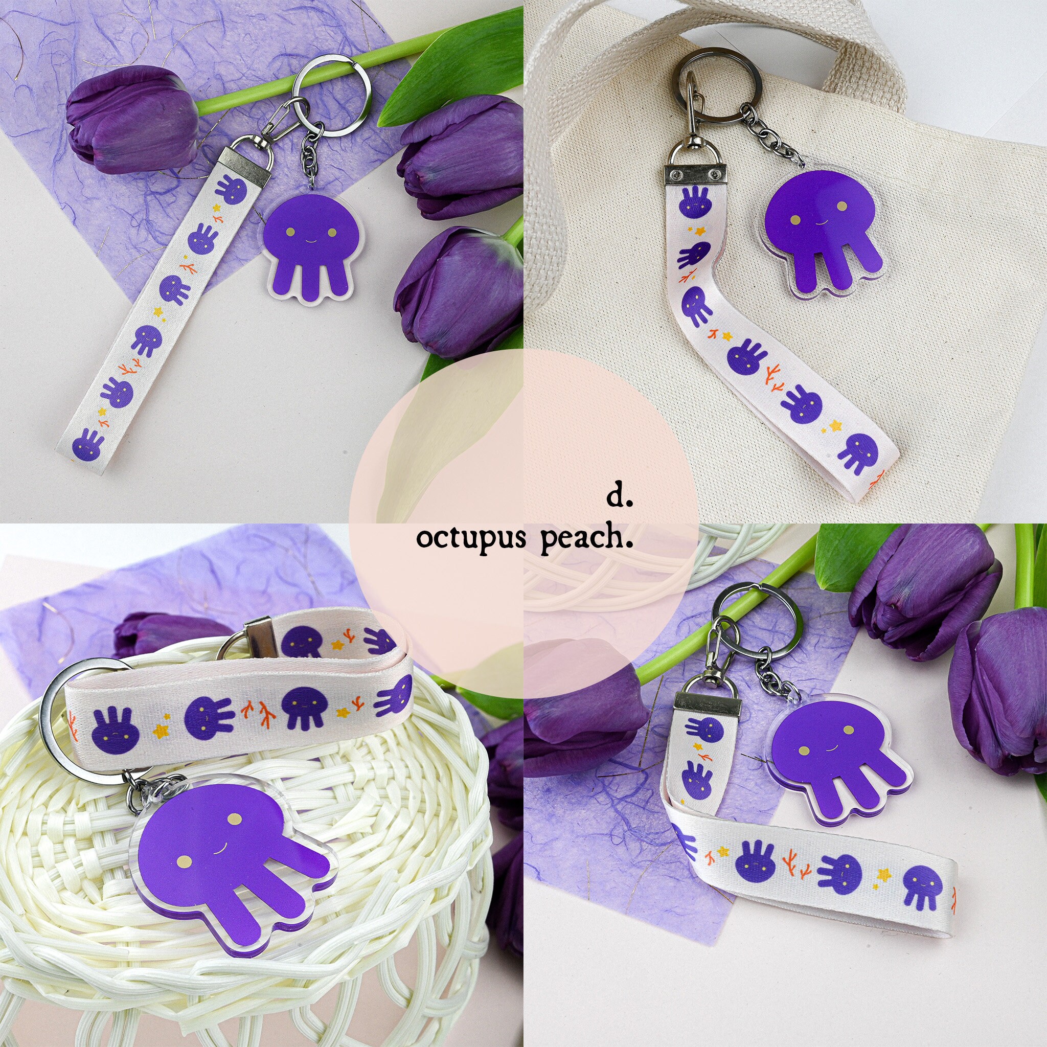 Cute Animal Lanyard Keychain Acrylic Charm Colorful Keychain Kawaii ...