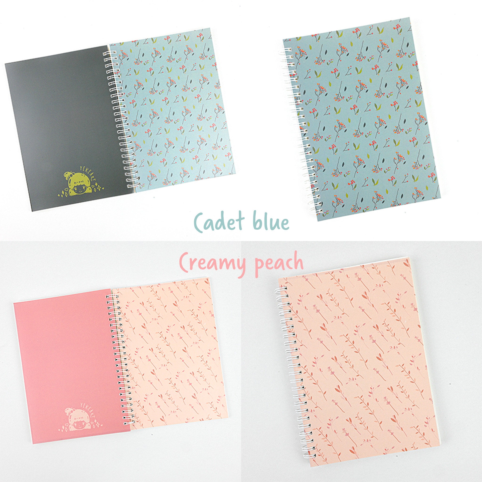 Lined Notebook Flowers A5 Lined Paper Spiral Notebook Floral Diary ...