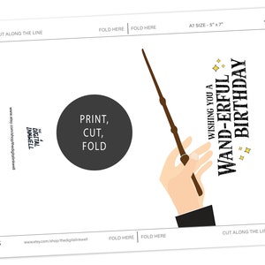 Printable Wizard Birthday Card, Punny Wand Card, Minimalist Design ...