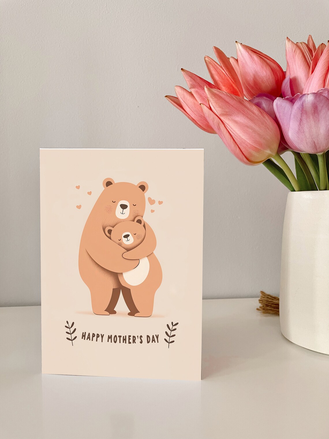 Printable Mother's Day Card, Cute Bear Card, Instant Download, Bear Hug ...